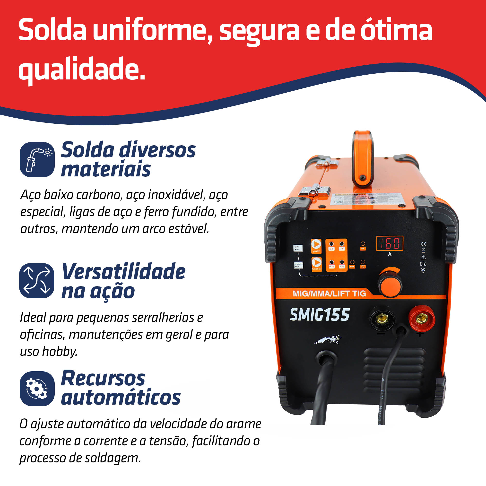 Inversora para solda SMIG155 – INTECH MACHINE